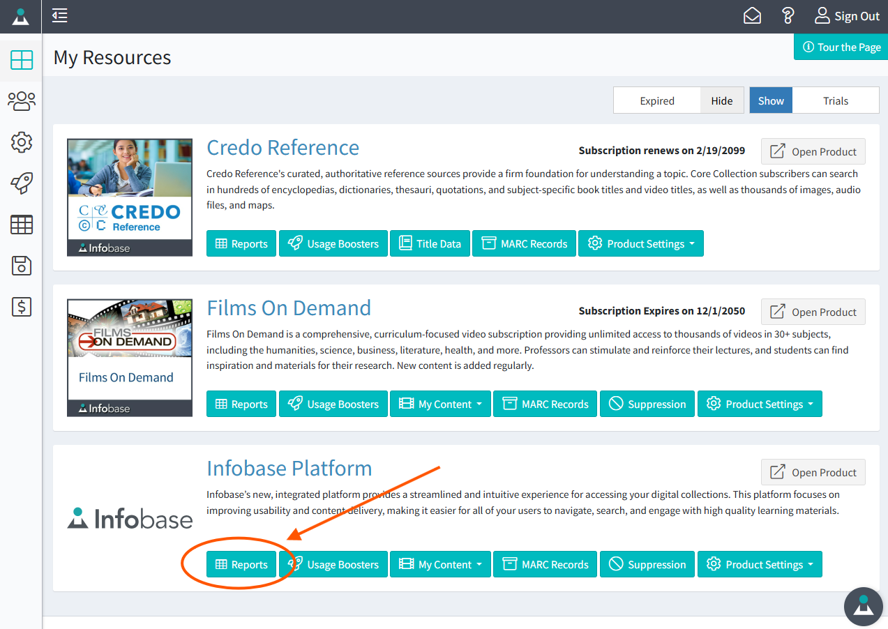 Google Analytics Reports – Infobase Platform